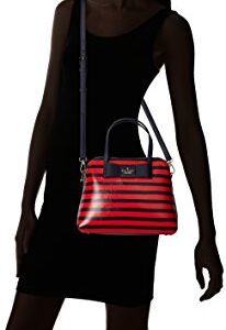 kate spade new york Julia Street Stripe Maise Satchel Bag, Rich Navy/Cherry Liqueur, One Size