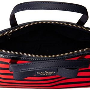 kate spade new york Julia Street Stripe Maise Satchel Bag, Rich Navy/Cherry Liqueur, One Size