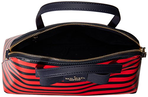 kate spade new york Julia Street Stripe Maise Satchel Bag, Rich Navy/Cherry Liqueur, One Size