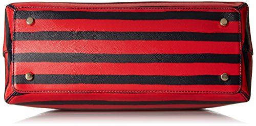 kate spade new york Julia Street Stripe Maise Satchel Bag, Rich Navy/Cherry Liqueur, One Size