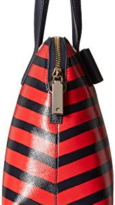 kate spade new york Julia Street Stripe Maise Satchel Bag, Rich Navy/Cherry Liqueur, One Size