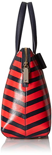 kate spade new york Julia Street Stripe Maise Satchel Bag, Rich Navy/Cherry Liqueur, One Size