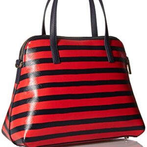 kate spade new york Julia Street Stripe Maise Satchel Bag, Rich Navy/Cherry Liqueur, One Size