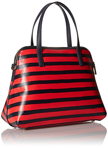 kate spade new york Julia Street Stripe Maise Satchel Bag, Rich Navy/Cherry Liqueur, One Size