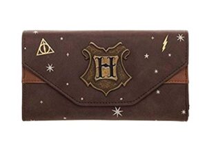 harry potter hogwarts crest faux leather tri-fold wallet standard