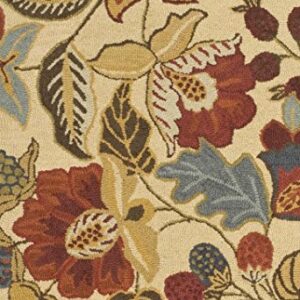 SAFAVIEH Jardin Collection 5' x 8' Beige / Multi JAR952A Handmade Floral Premium Wool Area Rug