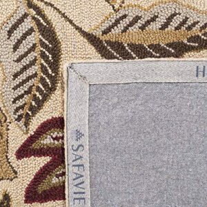 SAFAVIEH Jardin Collection 5' x 8' Beige / Multi JAR952A Handmade Floral Premium Wool Area Rug