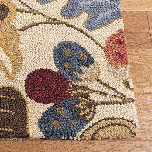 SAFAVIEH Jardin Collection 5' x 8' Beige / Multi JAR952A Handmade Floral Premium Wool Area Rug