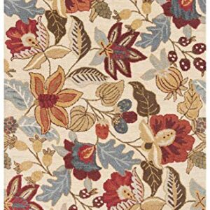 SAFAVIEH Jardin Collection 5' x 8' Beige / Multi JAR952A Handmade Floral Premium Wool Area Rug