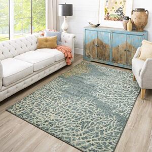 mohawk home coral reef coastal area rug, 5’x8′, blue