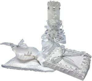 baptism candle ribbons details