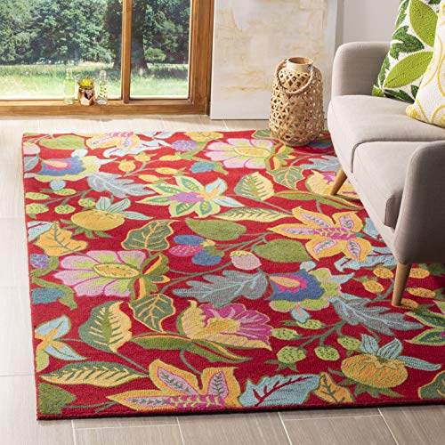 SAFAVIEH Jardin Collection 8' x 10' Red / Multi JAR951A Handmade Floral Premium Wool Area Rug