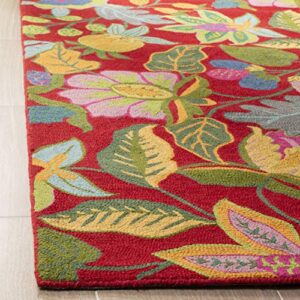 SAFAVIEH Jardin Collection 8' x 10' Red / Multi JAR951A Handmade Floral Premium Wool Area Rug