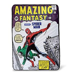 Marvel Spider-Man Amazing Fantasy No. 15 Fleece Throw Blanket | Official Marvel Spider-Man Collectible Blanket | Measures 60 x 45 Inches