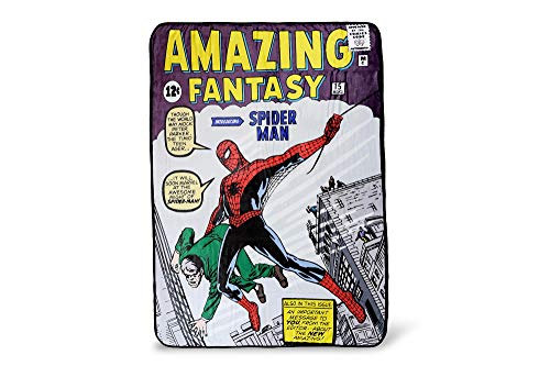 Marvel Spider-Man Amazing Fantasy No. 15 Fleece Throw Blanket | Official Marvel Spider-Man Collectible Blanket | Measures 60 x 45 Inches