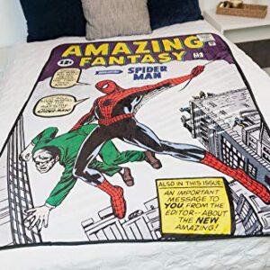 Marvel Spider-Man Amazing Fantasy No. 15 Fleece Throw Blanket | Official Marvel Spider-Man Collectible Blanket | Measures 60 x 45 Inches