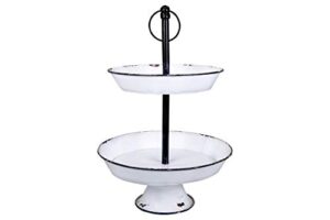 creative co-op da8538-1 2 tier white decorative metal tray