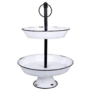 Creative Co-Op DA8538-1 2 Tier White Decorative Metal Tray