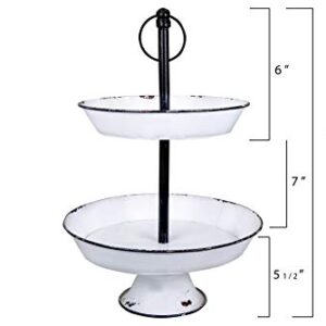 Creative Co-Op DA8538-1 2 Tier White Decorative Metal Tray