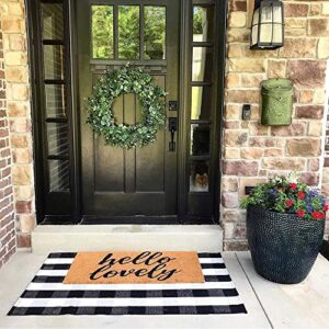 CAINANEL Buffalo Plaid Rugs Cotton Black and White Check Rug 35.4'' x 59''Hand-Woven Indoor/Outdoor Area Rug for Welcome Door Mat, Front Porch,Kitchen,Bathroom,Entry Way,Living Room (3' x 5')