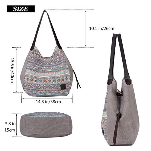 ArcEnCiel Women's Canvas Handbag Shoulder Bags Totes Purses (Gray)