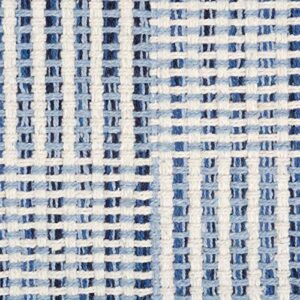 CC Home Furnishings 24" x 36" Blue and White Striped Squares Reversible Recycled Rag Rug