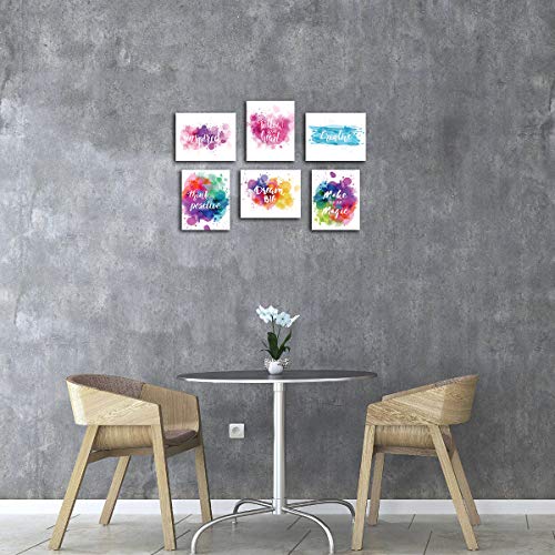 Inspirational Wall Art Quotes Poster- Home Office Giclee Print Kitchen Living Room Decoration Kids Teens Bedroom Decor Motivational Painting Artwork 6 Piece Unframed Canvas Sayings Positive Phrase