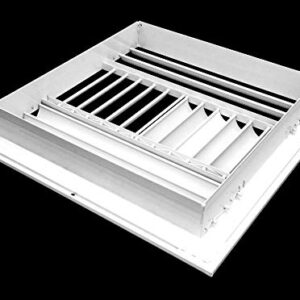 8"w X 8"h 4-Way Aluminum Curved Blade Adjustable Air Supply HVAC Diffuser - Full Control Vertical/Horizontal Airflow Direction - Vent Duct Cover [Outer Dimensions: 9.65"w X 9.65"h]