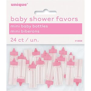 Mini Baby Plastic Bottles - 1", Pink, 24 Pcs