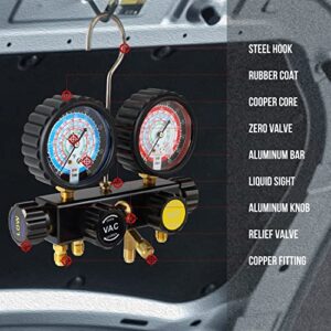 Lichamp HVAC Gauges with Hoses, AC Manifold Gauge Set R410a R134a R12 R22 Refrigerant Gauges