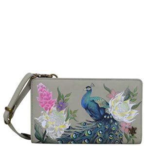 anuschka hand-painted women’s genuine leather rfid blocking organizer wallet – regal peacock