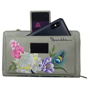 Anuschka Hand-Painted Women’s Genuine Leather RFID Blocking Organizer Wallet - Regal Peacock