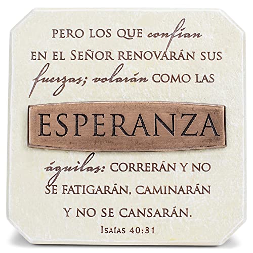 Lighthouse Christian Products Esperanza (Hope) Sandstone 3.75 x 3.75 Cast Stone Bronze Title Bar Plaque