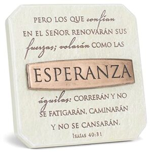 Lighthouse Christian Products Esperanza (Hope) Sandstone 3.75 x 3.75 Cast Stone Bronze Title Bar Plaque