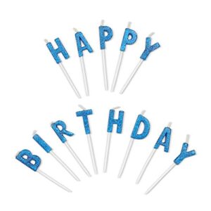 Happy Birthday Cake Topper Letters with Long Thin Glitter Candles in Holders (37 Pack)