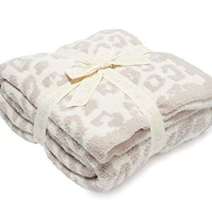 Barefoot Dreams CozyChic Barefoot in The Wild Throw One Size,Leopard/Stone/Cream,CozyChic BITW Adult Throw Leopard