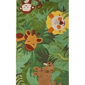 nuLOOM Kinder Safari Friends Wool Area Rug, 3' 6" X 5' 6", Green