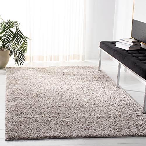 SAFAVIEH Arizona Shag Collection 8' x 10' Linen ASG820D Solid Non-Shedding Living Room Bedroom Dining Room Entryway Plush 1.6-inch Thick Area Rug