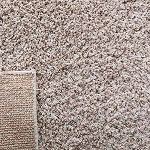 SAFAVIEH Arizona Shag Collection 8' x 10' Linen ASG820D Solid Non-Shedding Living Room Bedroom Dining Room Entryway Plush 1.6-inch Thick Area Rug