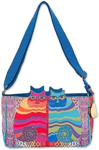 laurel burch rainbow felines 12×7 cutout e/w crossbody tote – lb7001