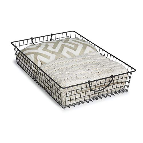 Spectrum Stowaway Wire Large Basket (Industrial Gray) - Storage Bin & Décor for Bathroom, Closet, Pantry, Under Sink, Toy, Shelf, Kitchen, & Nursery Organization