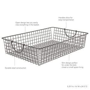 Spectrum Stowaway Wire Large Basket (Industrial Gray) - Storage Bin & Décor for Bathroom, Closet, Pantry, Under Sink, Toy, Shelf, Kitchen, & Nursery Organization