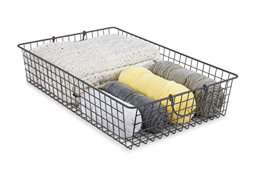 Spectrum Stowaway Wire Large Basket (Industrial Gray) - Storage Bin & Décor for Bathroom, Closet, Pantry, Under Sink, Toy, Shelf, Kitchen, & Nursery Organization