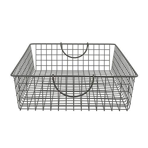 Spectrum Stowaway Wire Large Basket (Industrial Gray) - Storage Bin & Décor for Bathroom, Closet, Pantry, Under Sink, Toy, Shelf, Kitchen, & Nursery Organization