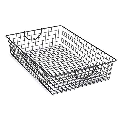 Spectrum Stowaway Wire Large Basket (Industrial Gray) - Storage Bin & Décor for Bathroom, Closet, Pantry, Under Sink, Toy, Shelf, Kitchen, & Nursery Organization