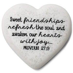 lighthouse christian products friendships are sweet scripture heart 2.25 x 2.25 cast stone plaque