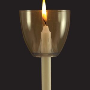 Candlelight Service Kit (Pack of 10) Includes (10) Clear Wind/Drip Cups and (10) .5" X 5.375" Unscented White Candles Made in USA