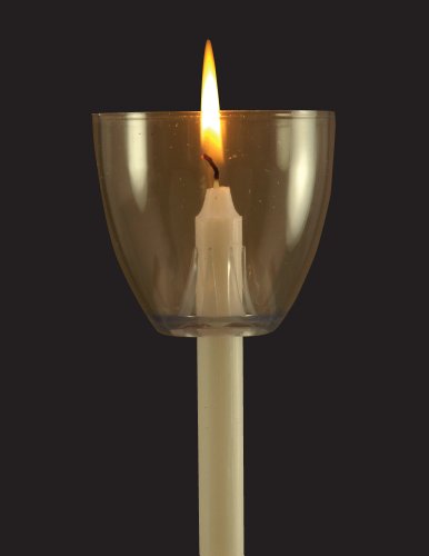 Candlelight Service Kit (Pack of 10) Includes (10) Clear Wind/Drip Cups and (10) .5" X 5.375" Unscented White Candles Made in USA