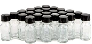 vivaplex, 24, clear, 10 ml (1/3 oz) glass bottles, with lids