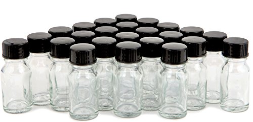 Vivaplex, 24, Clear, 10 ml (1/3 oz) Glass Bottles, with Lids